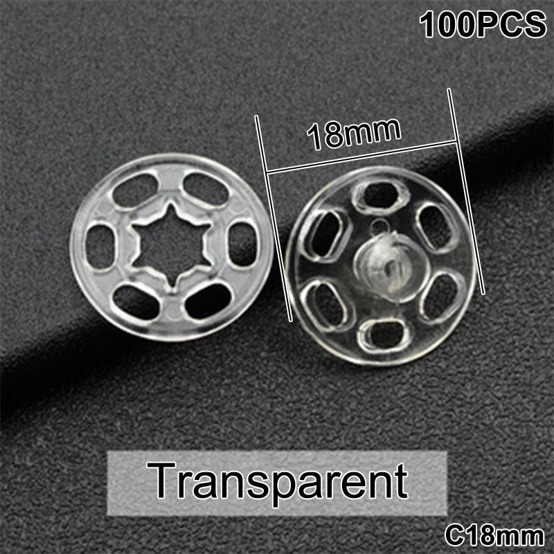 ZhengYuHao 100Pcs Transparent ABS Plastic Invisible Snap Fasteners ...