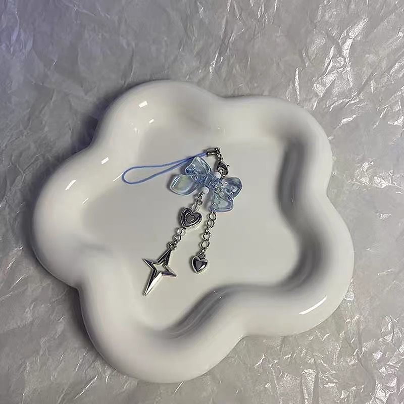 ZhengYuHao Creative Handmade Blue Bow Clear Heart Bead String Charm ...