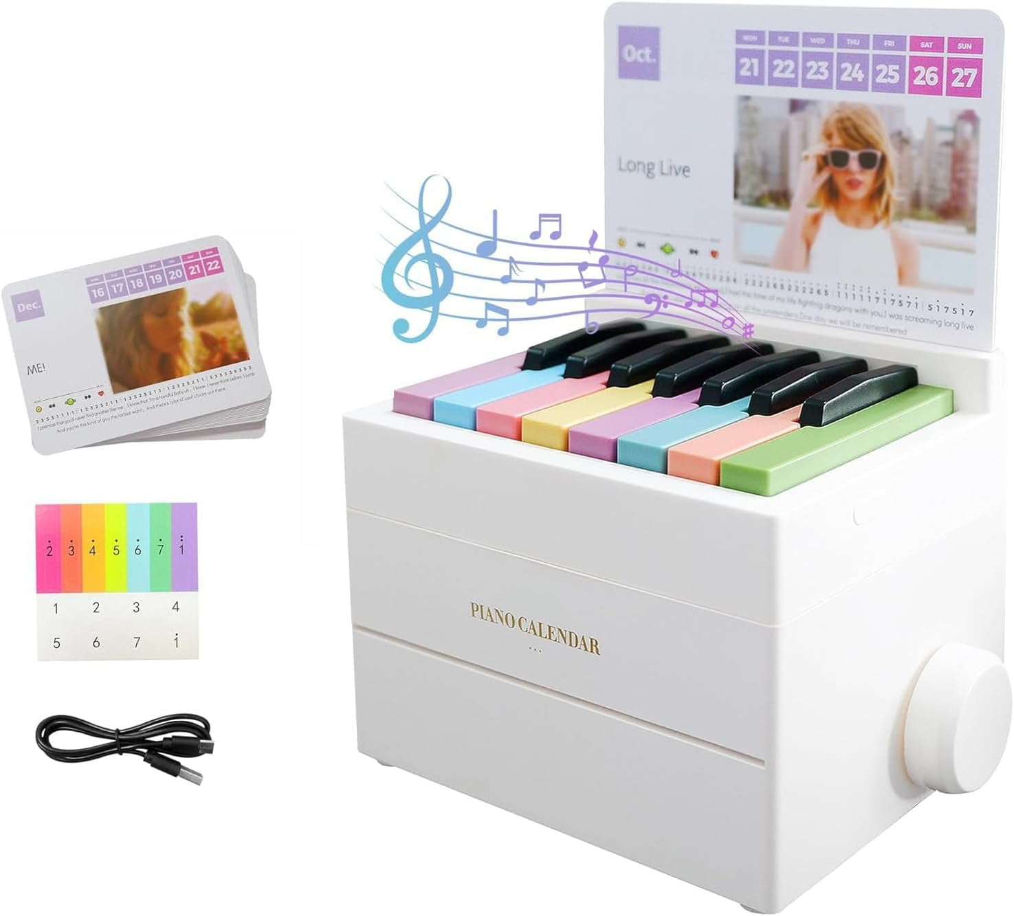 ZhengYuHao Playable Piano Desk Calendar 2025,Piano Calendar,White Mini ...