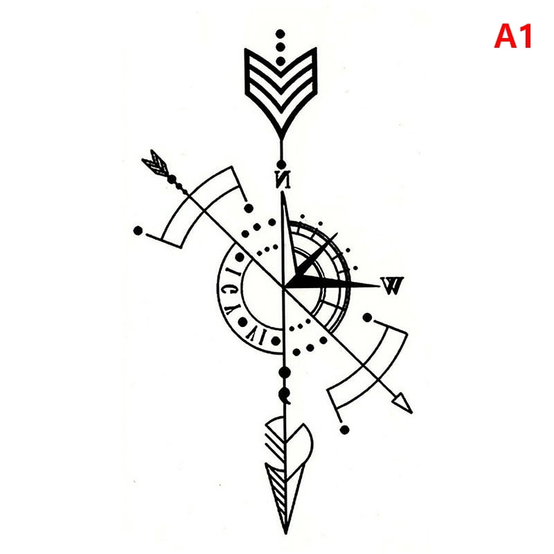 ZhengYuHao Waterproof Temporary Tattoo Sticker Compass Arrow Roman ...