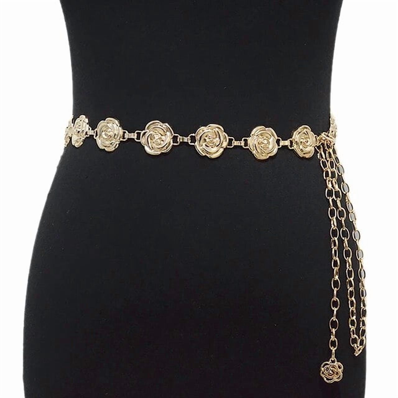 Zhengup 1Pc Gold Silver Color Rose Chain Belt Women Fashion Metal Thin ...