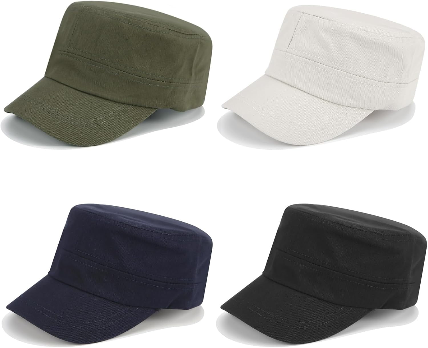 Zhengup 4 Pack Unisex Cadet Army Caps Military Style Flat Hats for Men ...