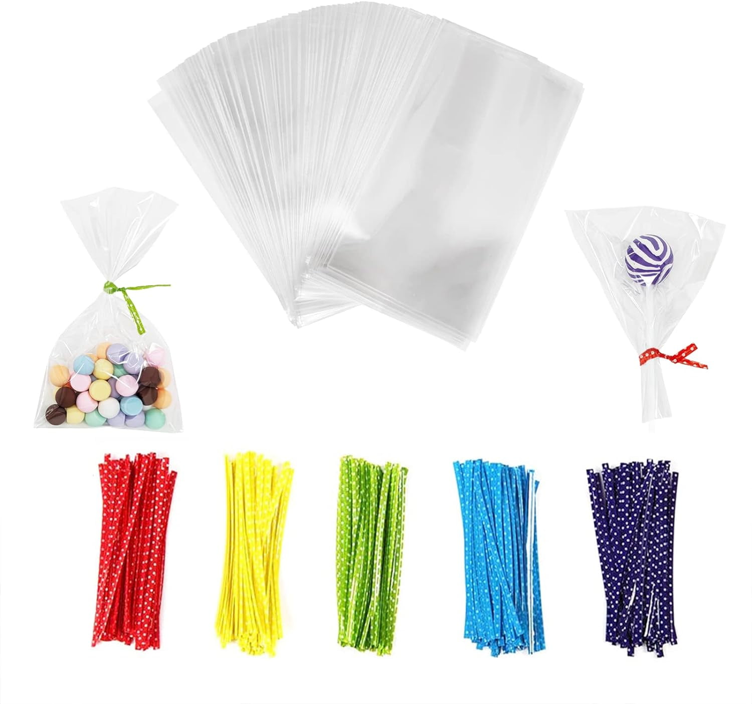 Zhengup 4x6 Small Cellophane Bags, Clear Gift Treat Bags for Candy Cake ...