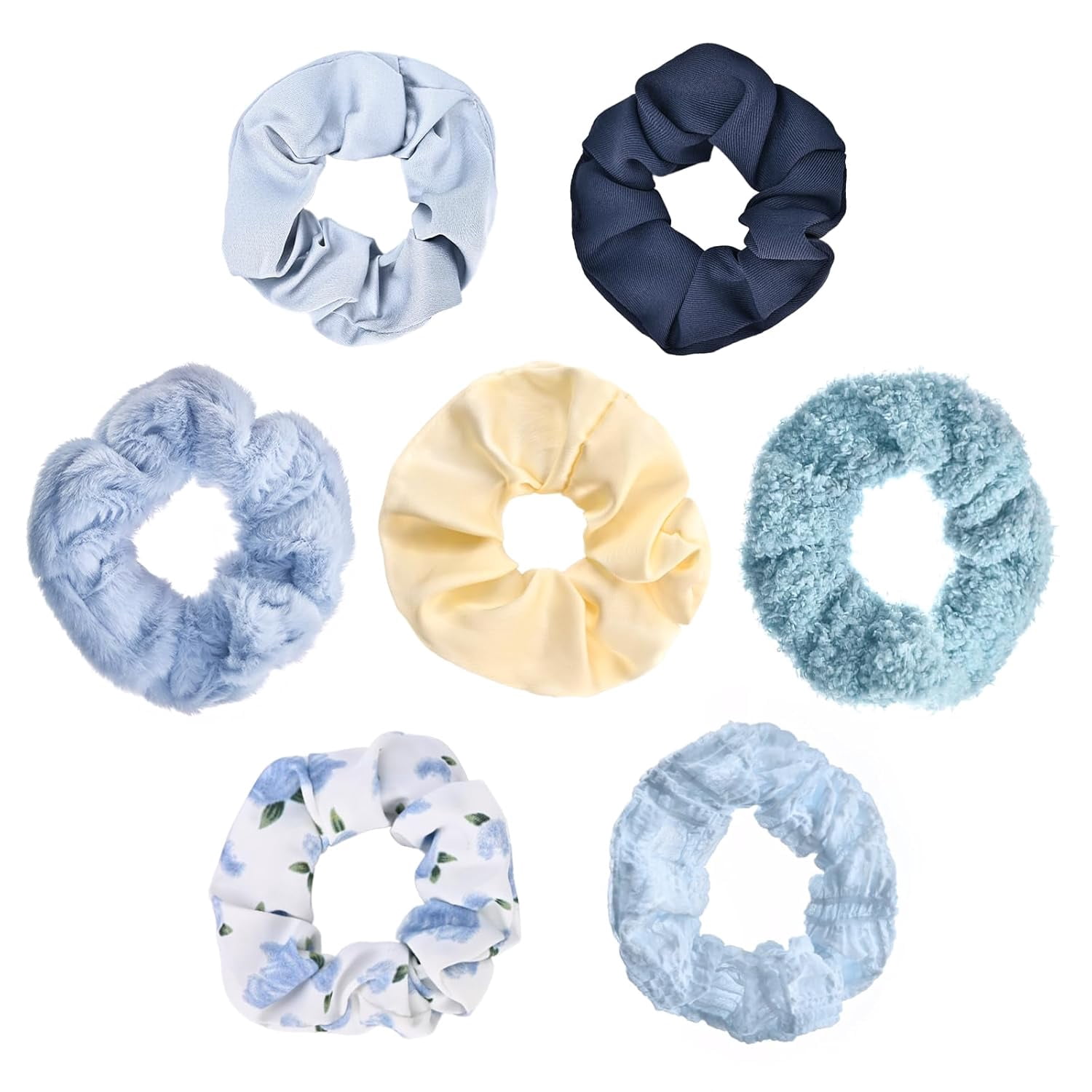 Zhengup 7-Piece Elastic Hair Ties, Silk Satin Velvet Scrunchies, Cute ...