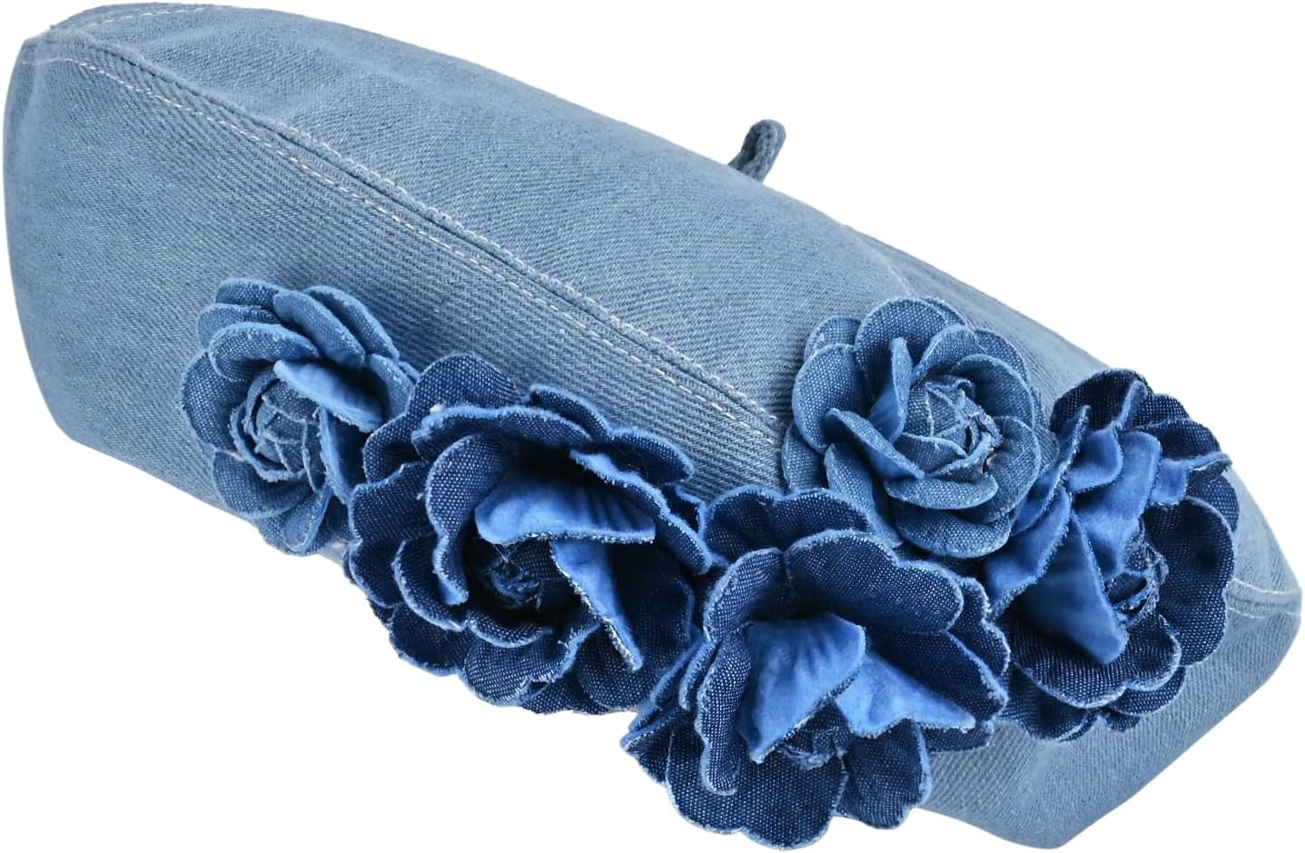 Zhengup Beret Hats, Summer Flower Denim Beret Hat Jean Berets for Women ...