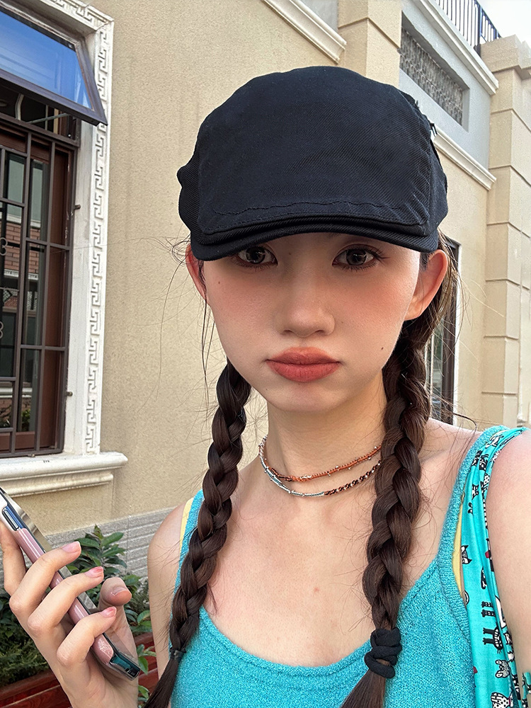 Zhengup Black Forward Hat Female Big Head Circumference, Bell Hat Hat ...