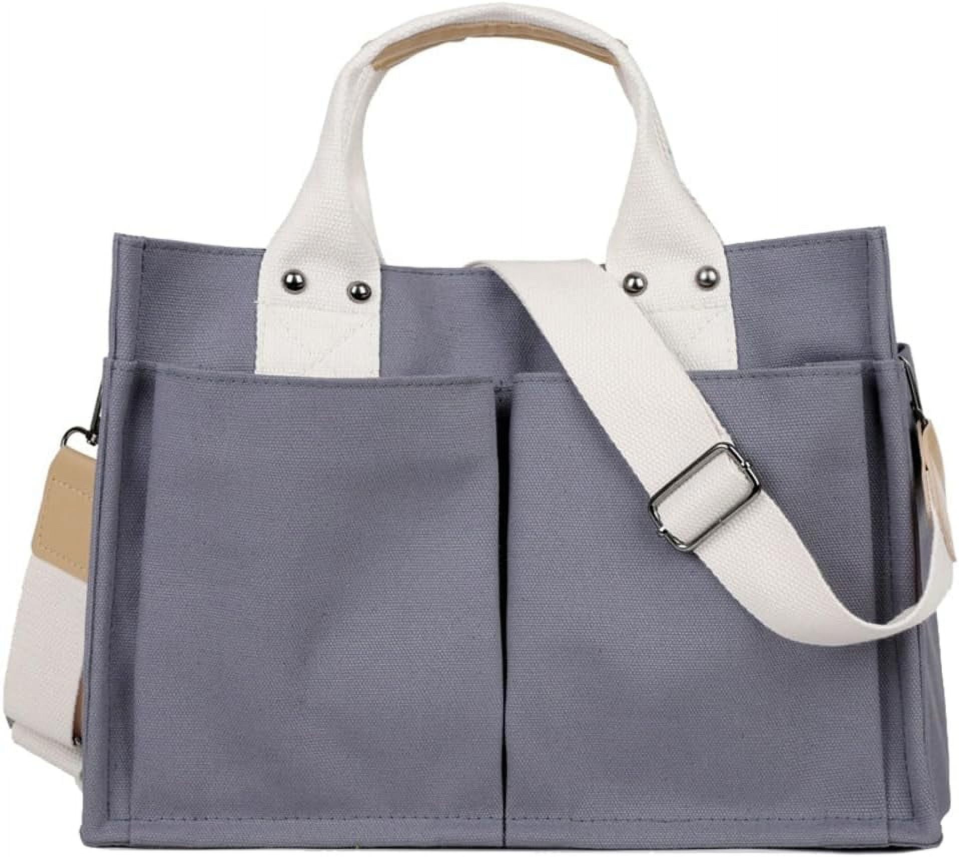 Zhengup Canvas Tote Bag Multiple Pockets Hobo Bags Women Shoulder Bag ...