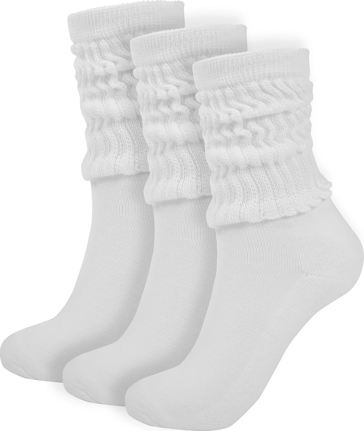 Zhengup Crew Slouch Socks Women - Retro Scrunch Short Sock - Soft Solid ...