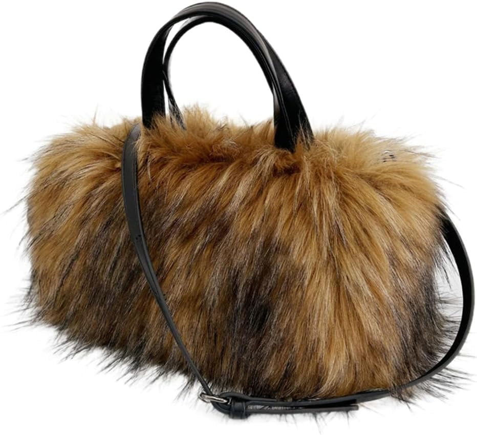 Zhengup Furry Tote Bag for Women Faux Fur Shoulder Crossbody Bag Y2k ...