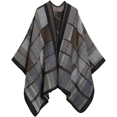 Bodychum Winter Scarf Shawls 59" x 51" Plaid Poncho Cape Blanket Shawls and Wraps for Women ...