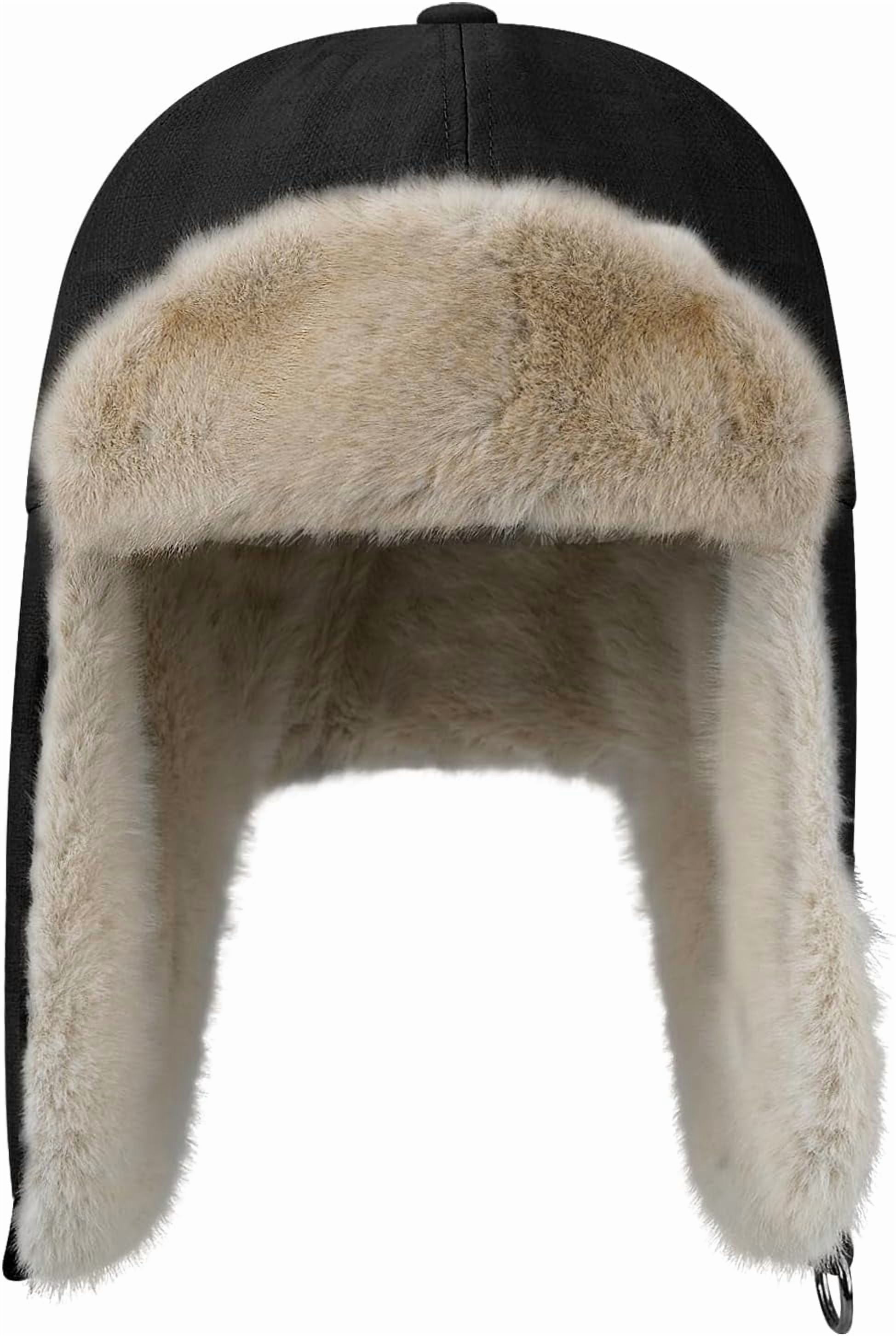 Zhengup Leather Trapper Hat Unisex Eskimo Hat with Ear Flaps Aviator ...