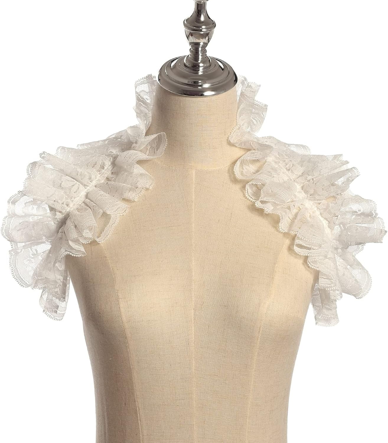 Zhengup Renaissance Collar Costume Long Collar Lace Ruffled Detachable ...