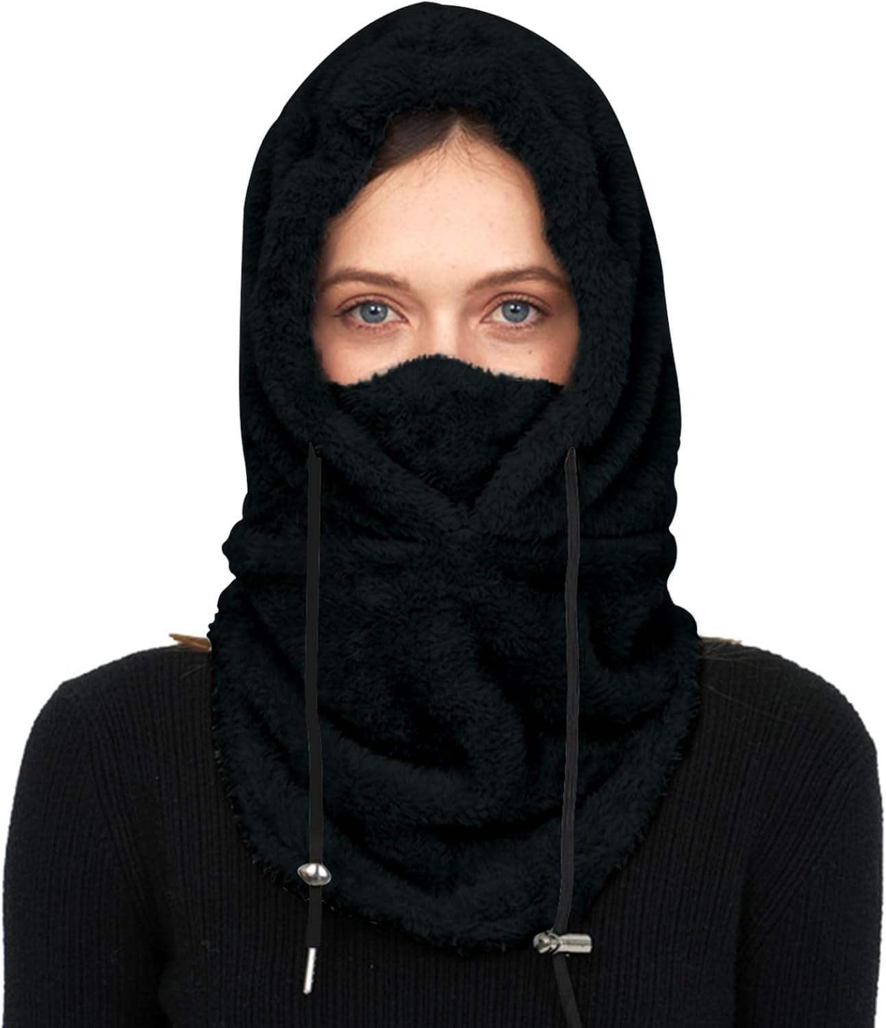 Zhengup Velvet Balaclava Fleece Ski Face Mask For Women Men Hooded ...