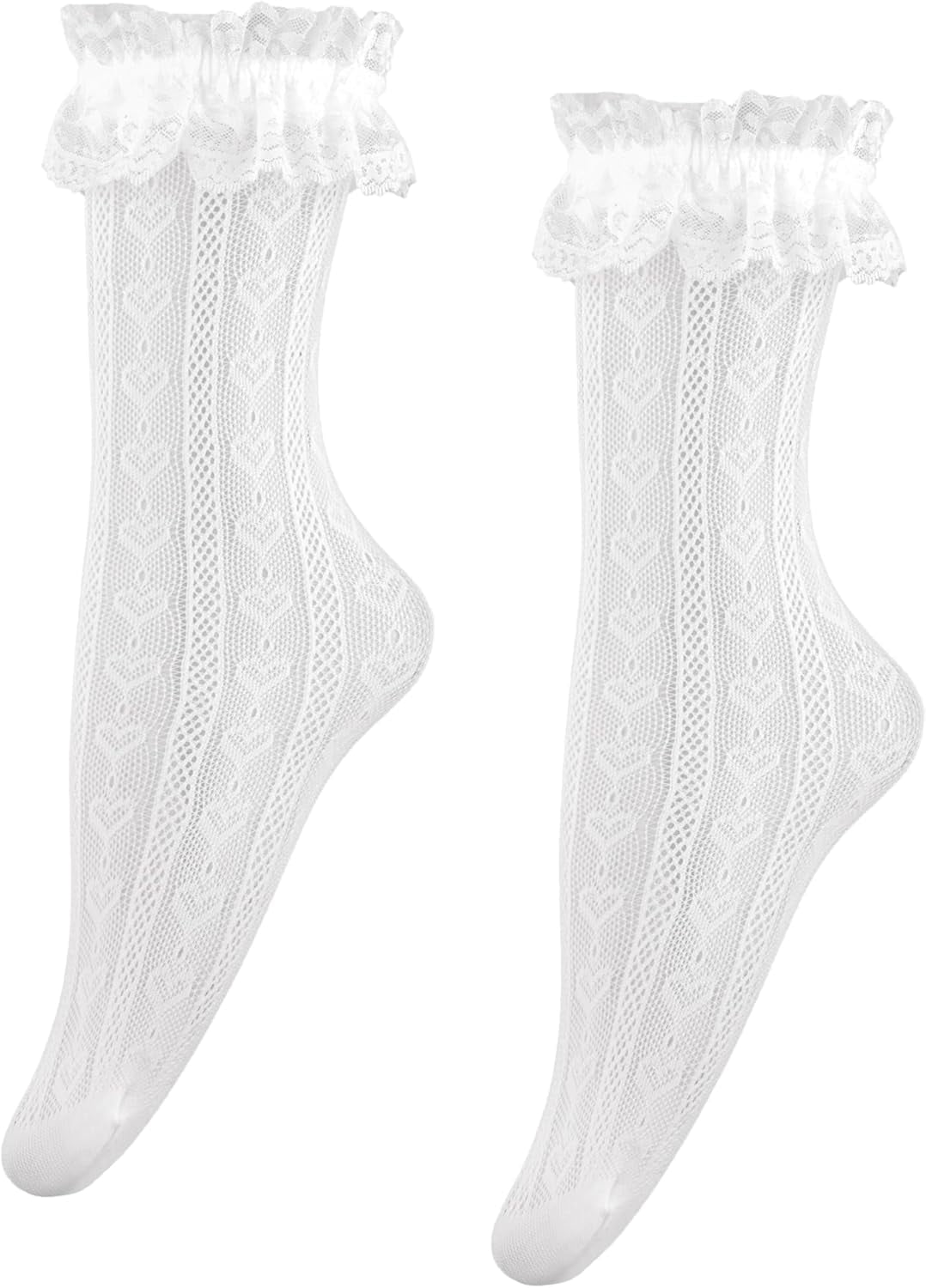 Zhengup White Lace Socks, Lace Ankle socks for Women, Lace White ruffle ...