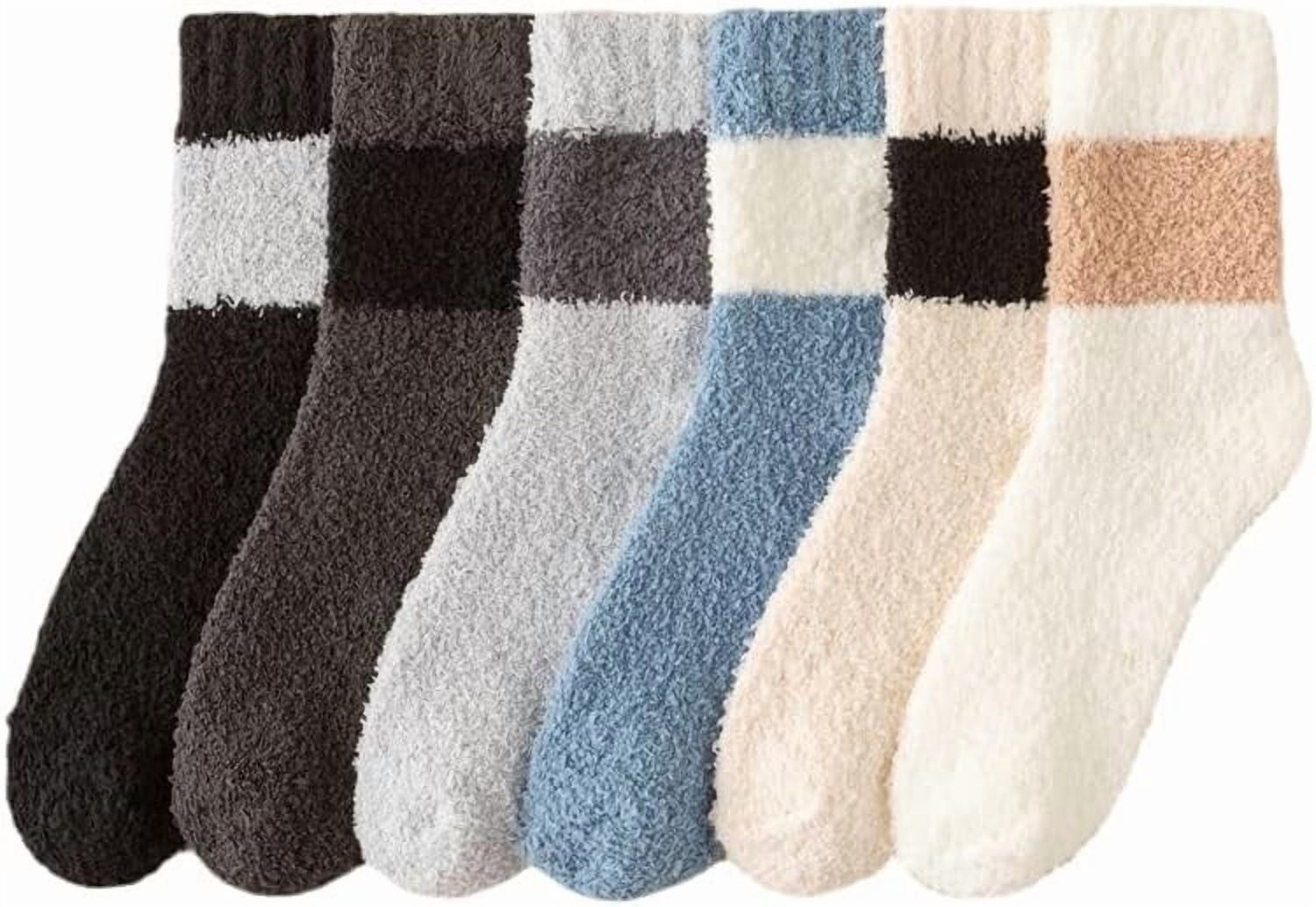 Zhengup Women Japanese Fuzzy Slipper Socks 6 Pairs Aesthetic Comfy Soft ...