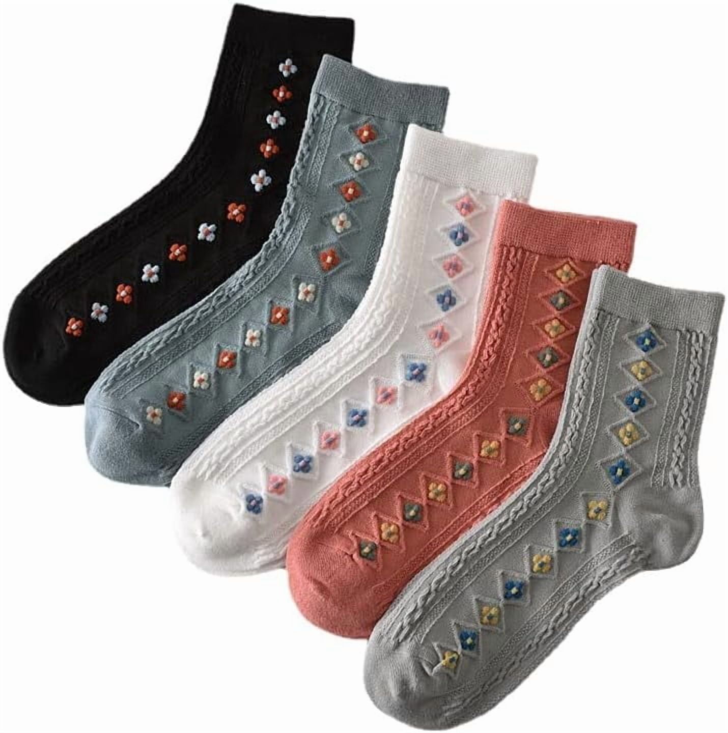 Zhengup Women's Coquette Harajuku Ankle Socks 5Pairs Fairycore Preppy ...