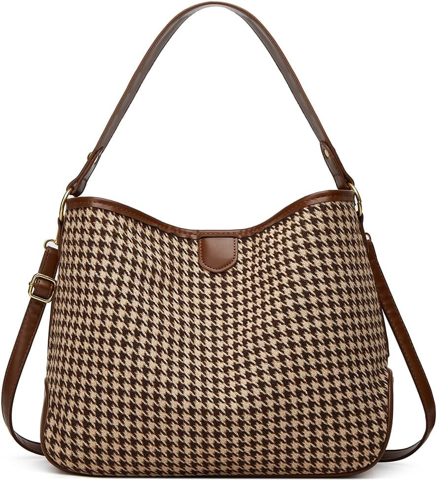 Zhengup Women's Knitted Shoulder Crossbody Bag Fashion Checkered ...