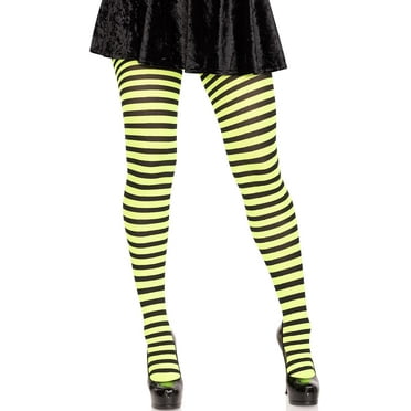 Leg Avenue Women's Plus-Size Nylon Striped Tights, Black/White, 1X/2X ...