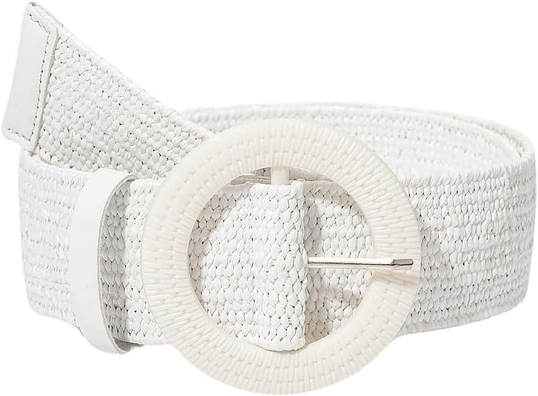 Zhengup Women's Round Buckle Elastic Straw Belts Boho Waist Belt ...