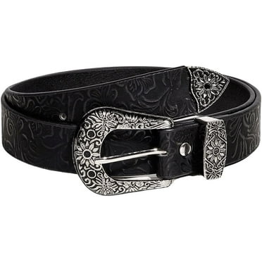 WHIPPY Western Genuine Leather Belt for Women Men, Rhinestone Buckle ...