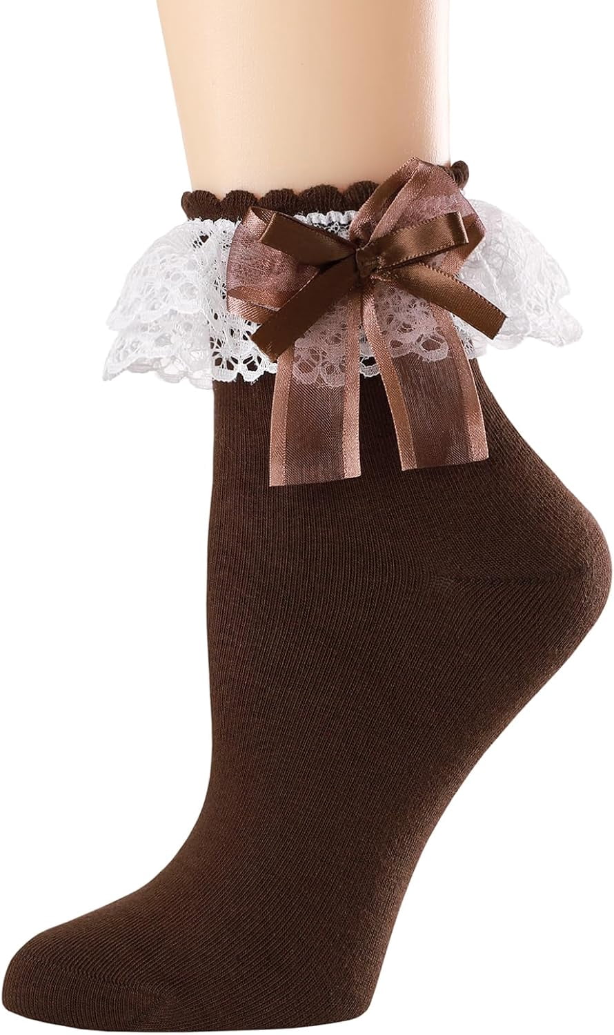 Zhengup Womens Ankle Socks Lace Ruffle Frilly Cotton Cute Princess ...