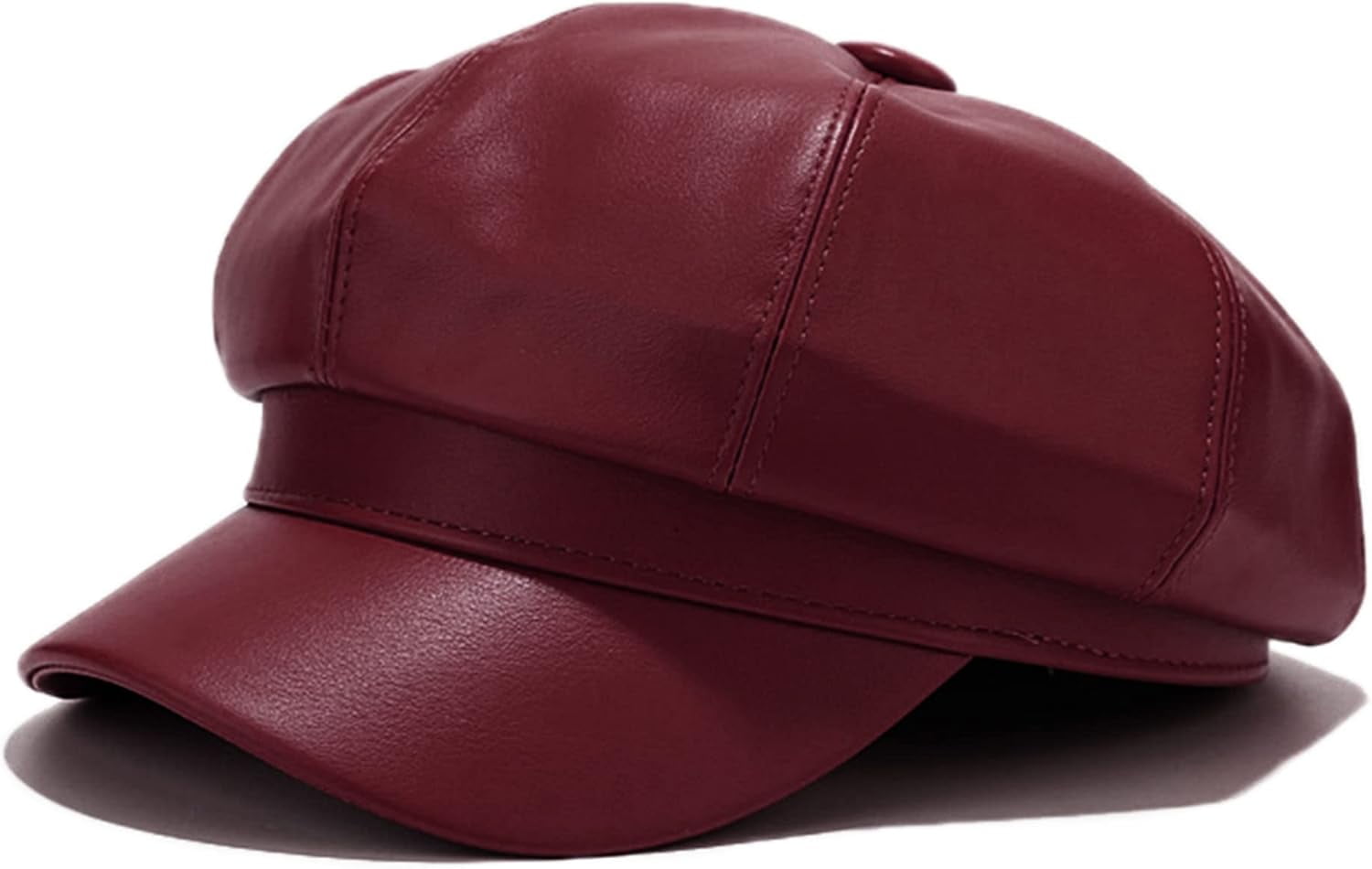 Zhengup Womens PU Leather Newsboy Cap 8 Panel Paperboy Newsie Cap ...