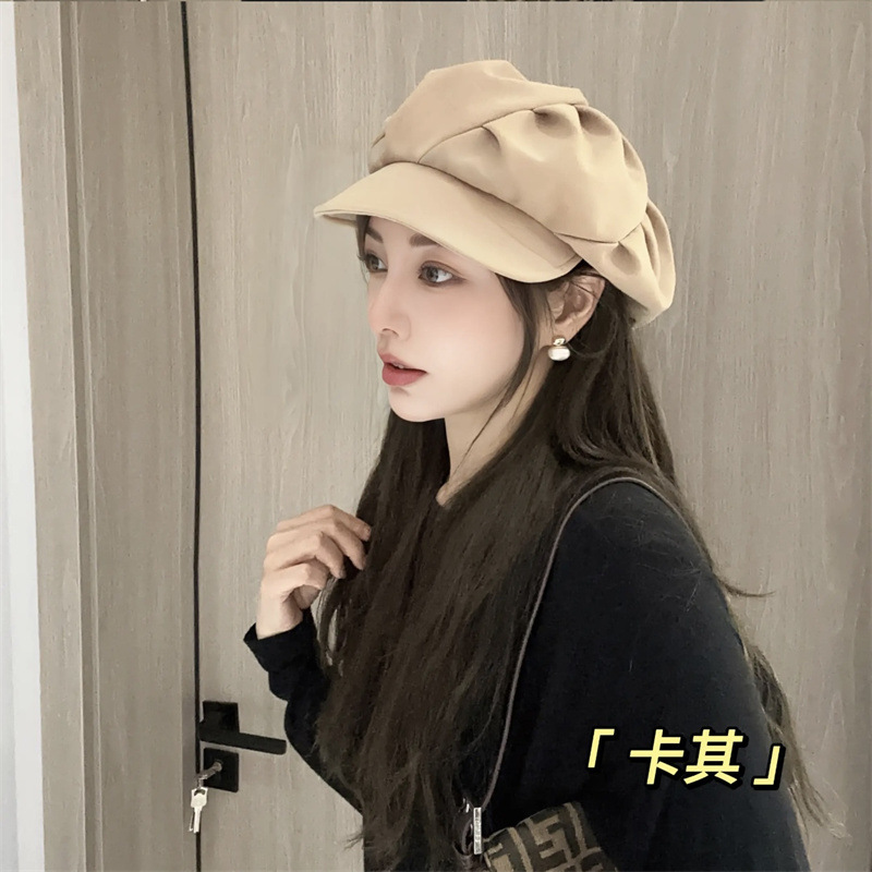 Zhengup Yun Duo Hat Female Folds, Faces, Face Face, Small Octagonal Hat ...