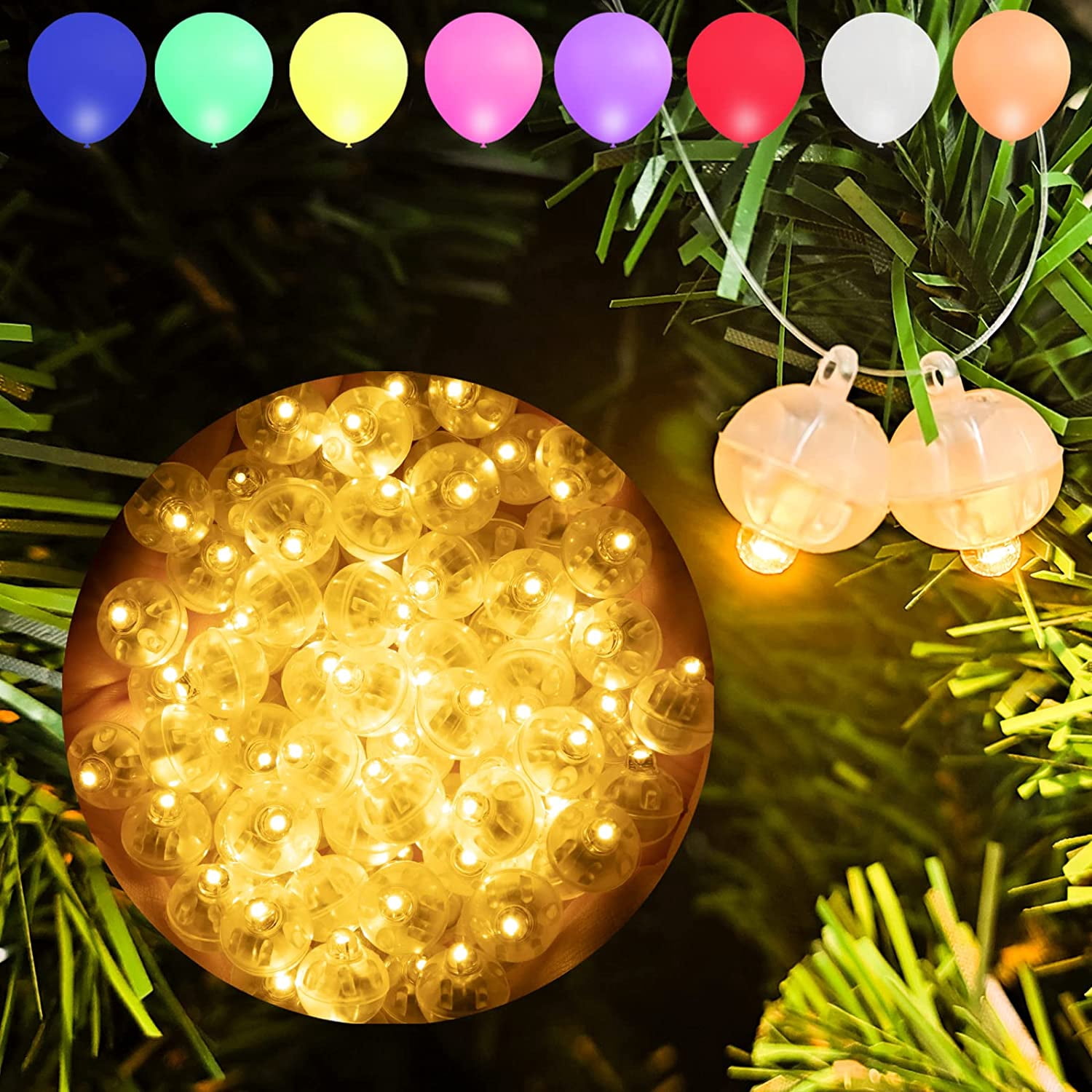 Zhenhe100Pcs Warm White Mini Lights With Hook,Long Standby Time ...