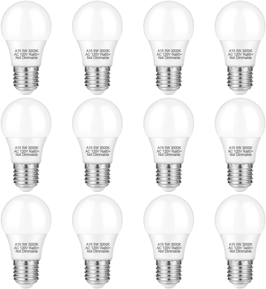 Zhenhe12 Pack A15 5W 120V E26 Base Led Refrigerator Light Bulb, Non ...