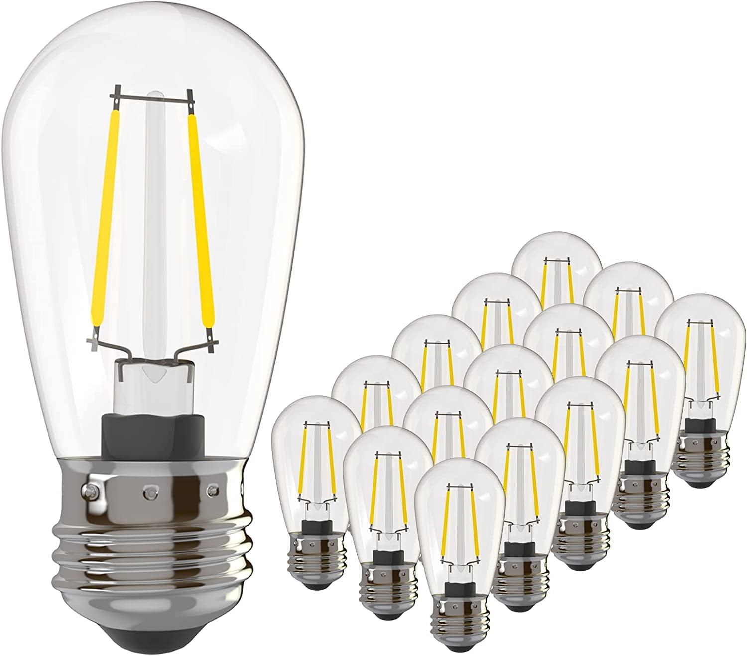 Zhenhe15 Pack Dimmable 2W S14 Replacement Led Bulbs, 2200K Waterproof ...