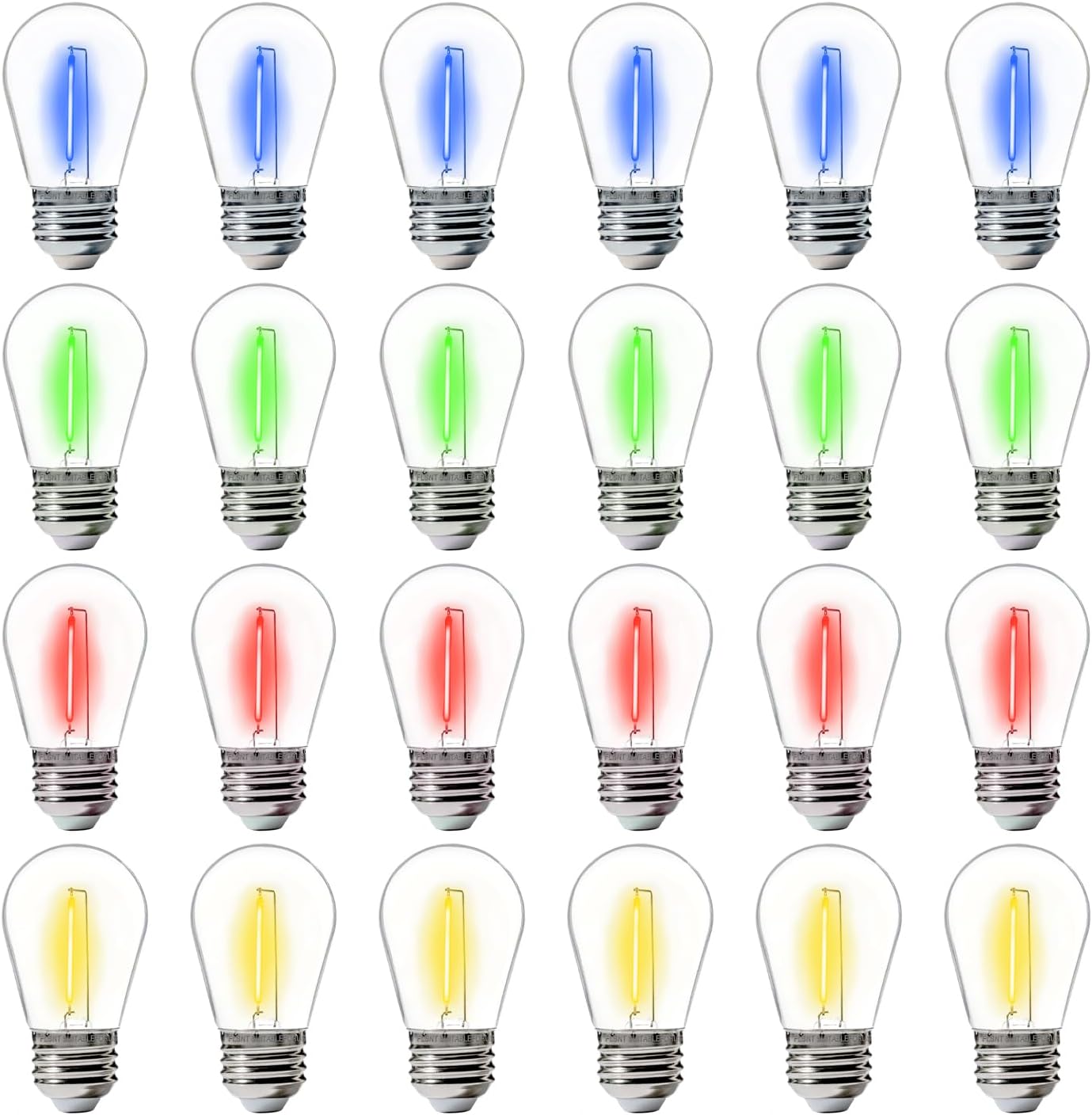 Zhenhe24-Pack S14 Colored Led String Light Bulbs, 1W Waterproof Outdoor ...