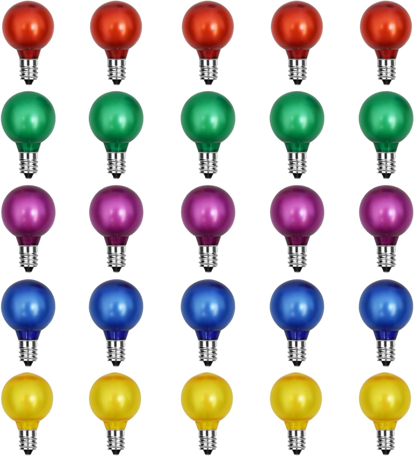 Zhenhe25 Pack G40 Colored Led Bulbs, Frosted Multicolor Globe ...