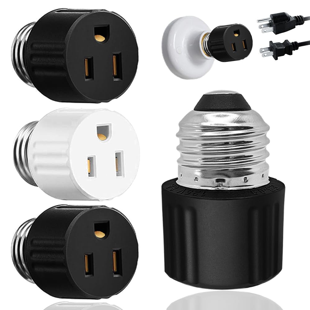 Zhenhe3-Pack Light Socket Outlet Adapter,3 Prong Light Socket To Plug ...