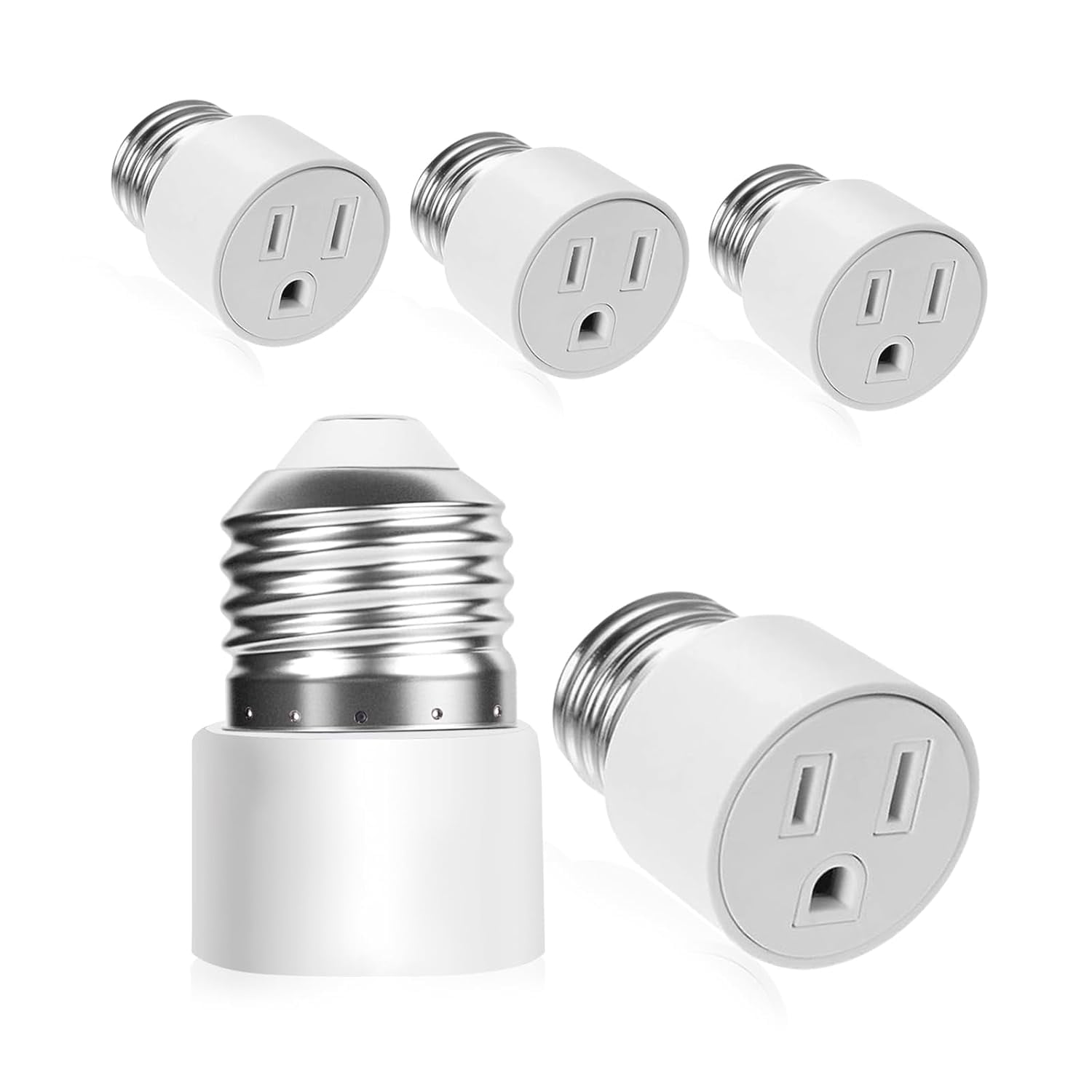 Zhenhe5 Pack Light Socket Outlet Adapter - E26 Light Socket To 3 Prong ...