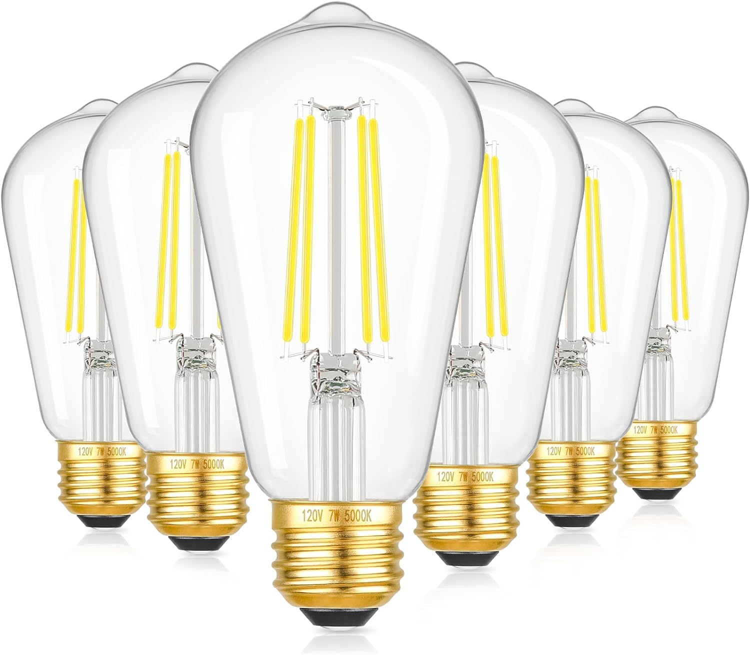 Zhenhe6-Pack 7W Dimmable Led Light Bulbs, 60Watt Equivalent Edison ...