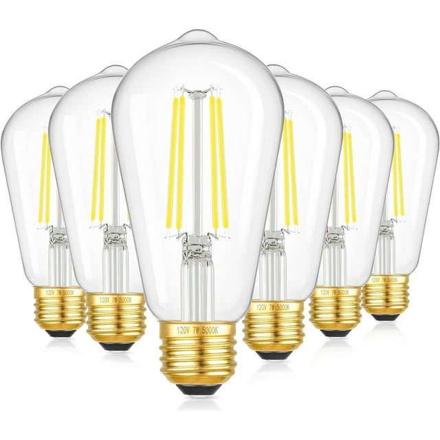 Zhenhe6-Pack 7W Dimmable Led Light Bulbs, 60Watt Equivalent Edison ...