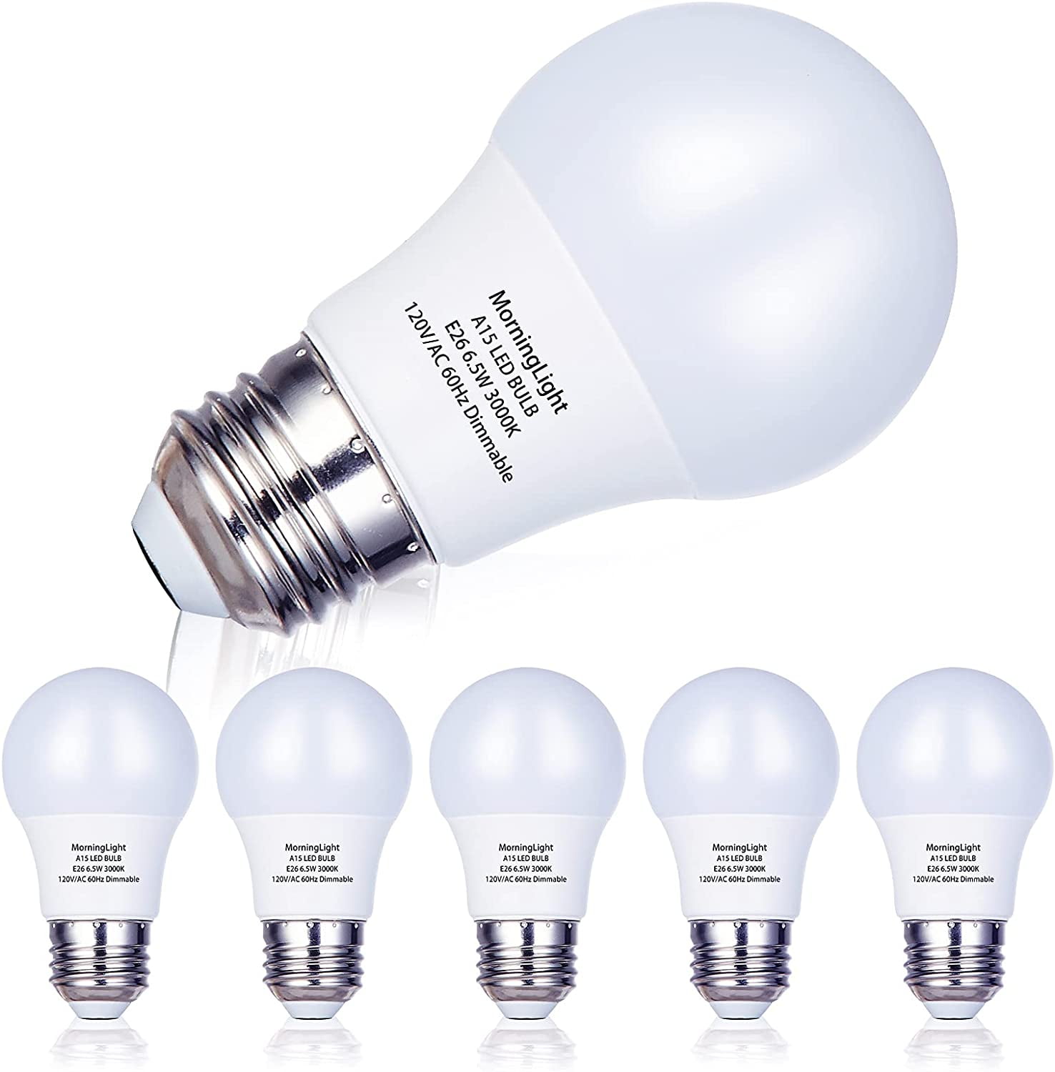 Zhenhe6 Pack A15 Led Bulb, 6.5W Dimmable Led Light Bulb Equal 60 Watt ...