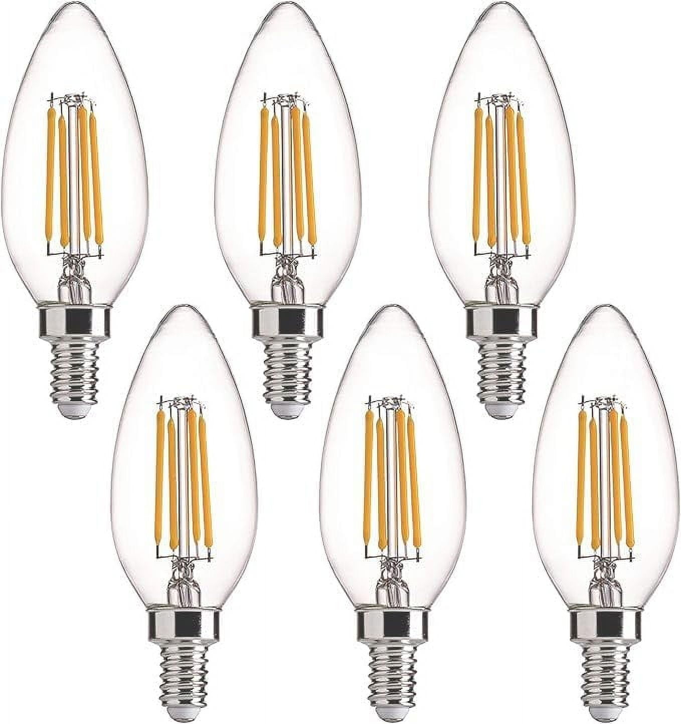 Zhenhe6 Pack, B10 Led Candelabra Light Bulb 40W Equivalent, 2700K Warm ...