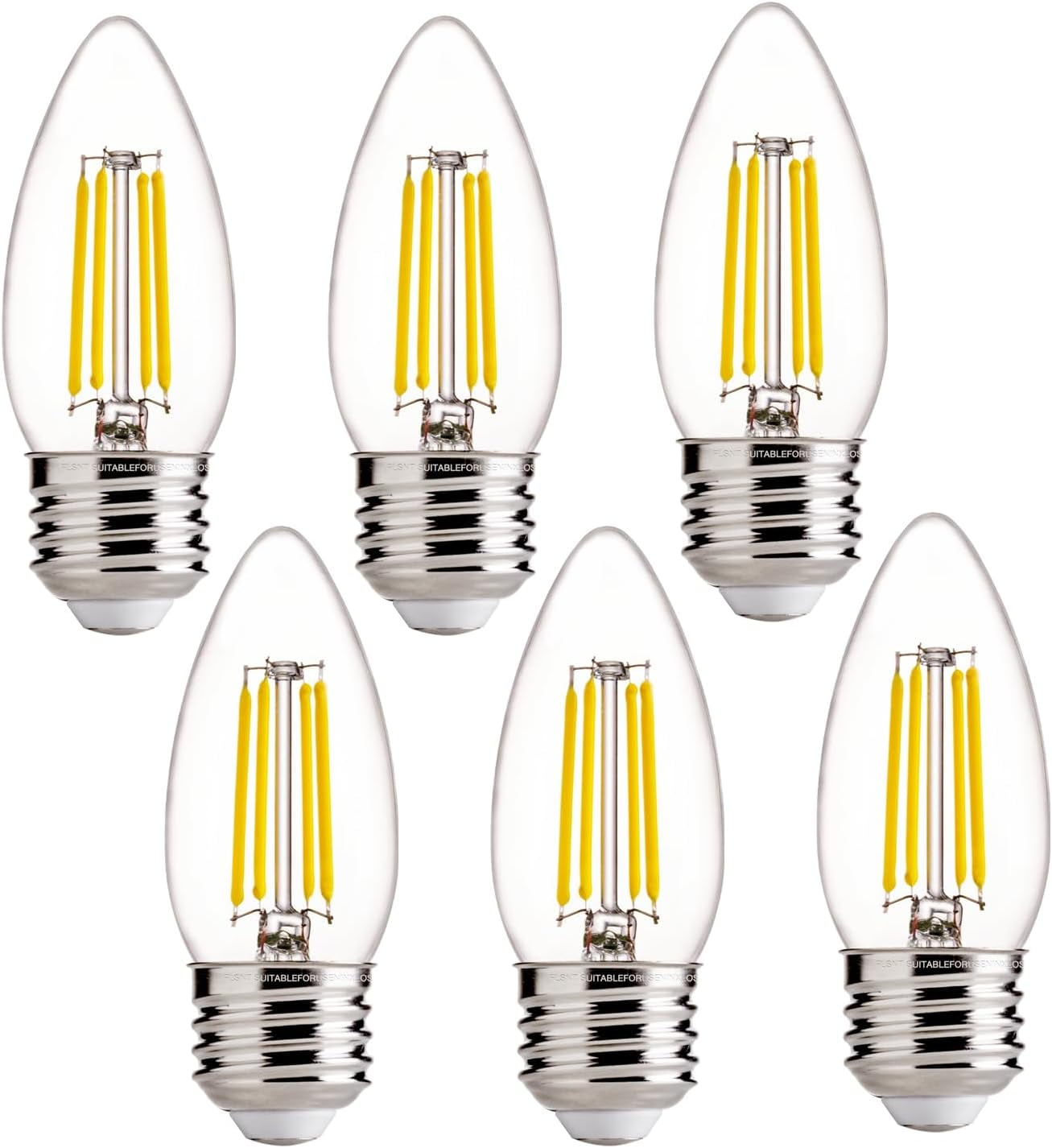 Zhenhe60W Equivalent Led Chandelier Light Bulbs, Dimmable Led B11 E26 ...