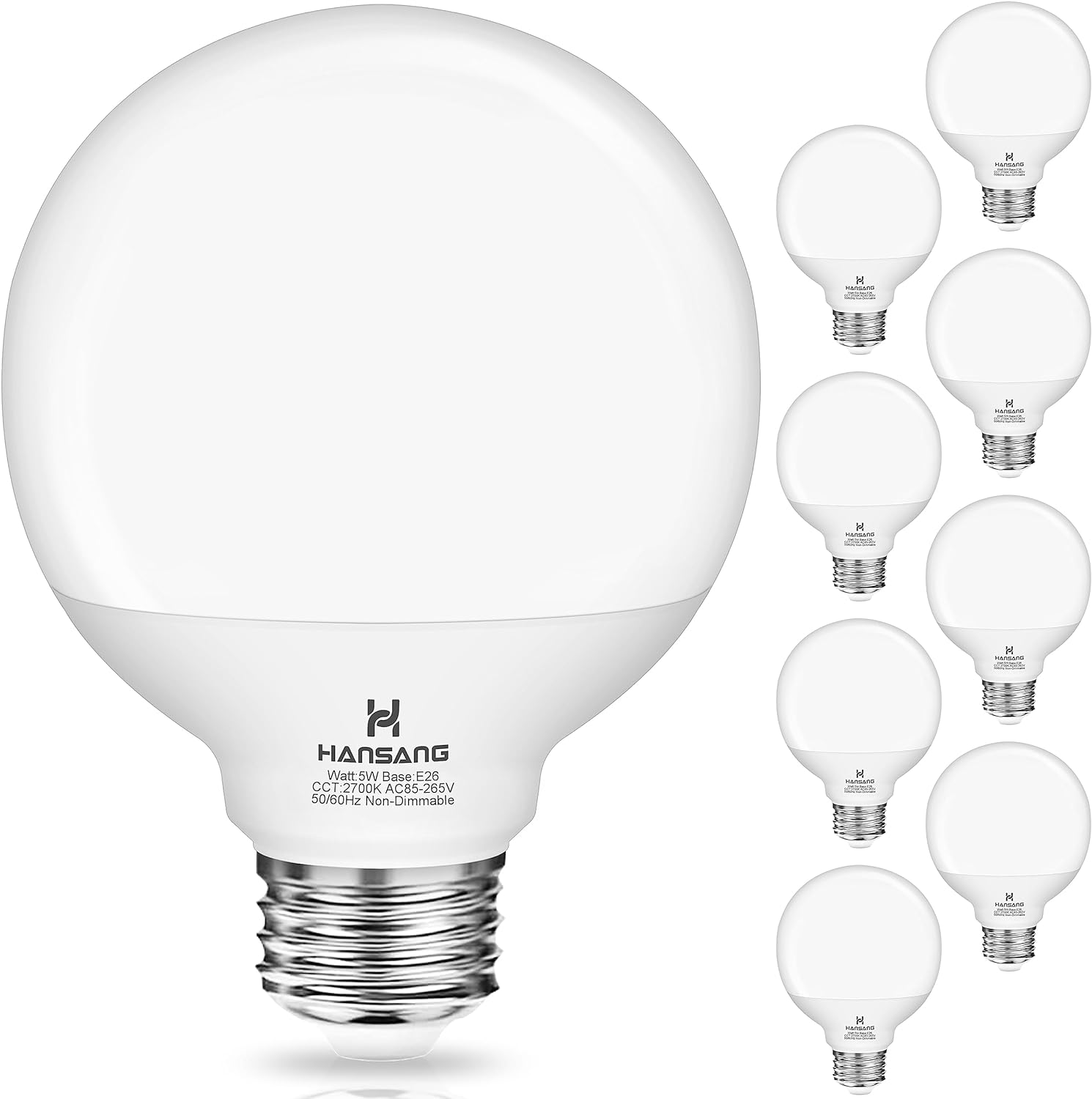 Zhenhe8 Pack Vanity Light Bulbs For Bathroom, 2700K Warm White E26 Base ...