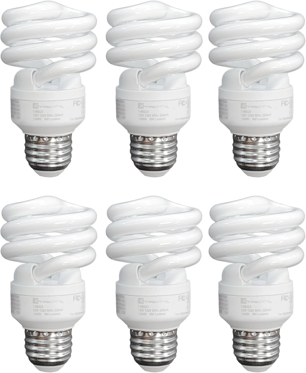 ZhenheCompact Fluorescent Light Bulbs T2 Spiral, E26 Base, 13W (60W ...