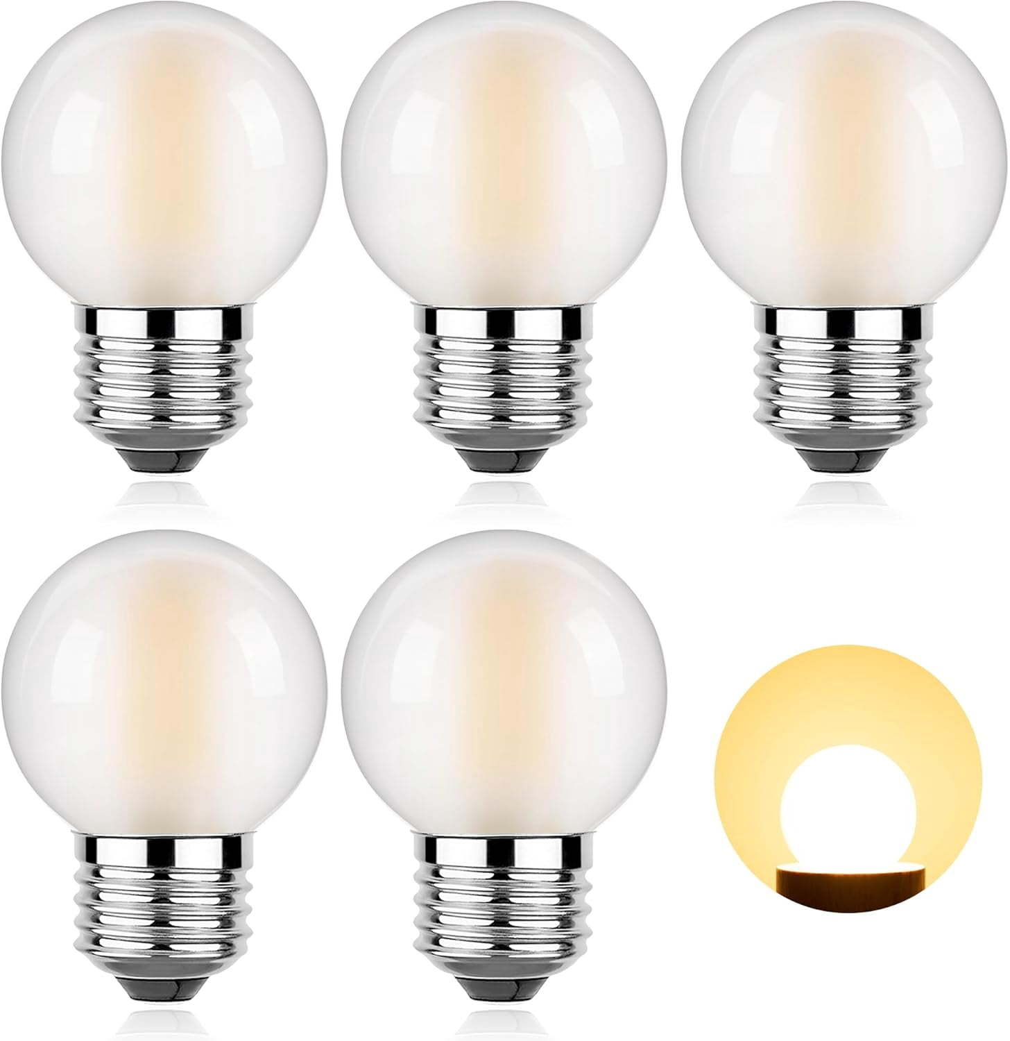 ZhenheDimmable E26 Led Edison Light Bulbs Frosted G16.5 4W Equal 40 ...