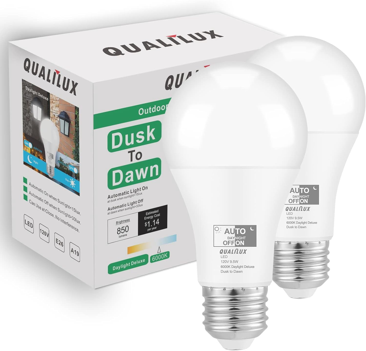 ZhenheDusk To Dawn Light Bulbs Outdoor 850 Lumen, 60W Equivalent ...
