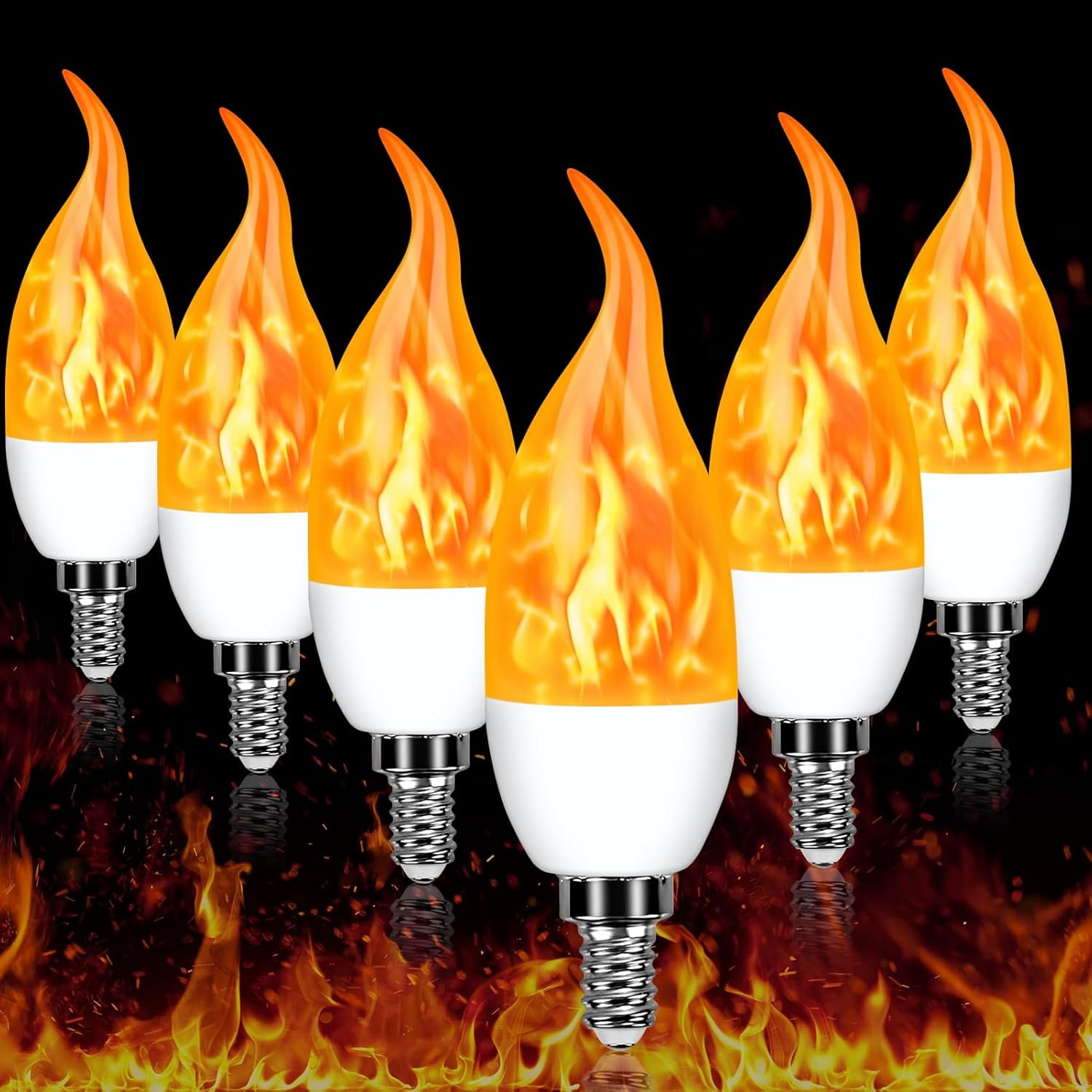ZhenheE12 Led Flickering Candelabra Flame Effect Light Bulbs - 3 Modes ...