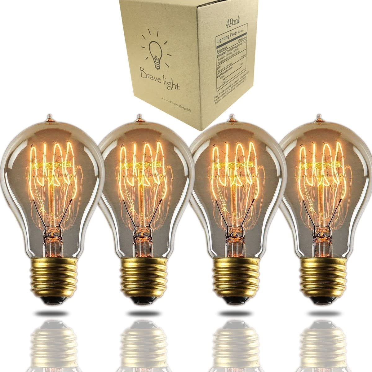 ZhenheEdison Bulb, A19 Light Bulb, Incandescent Light Bulbs, E26 Base ...
