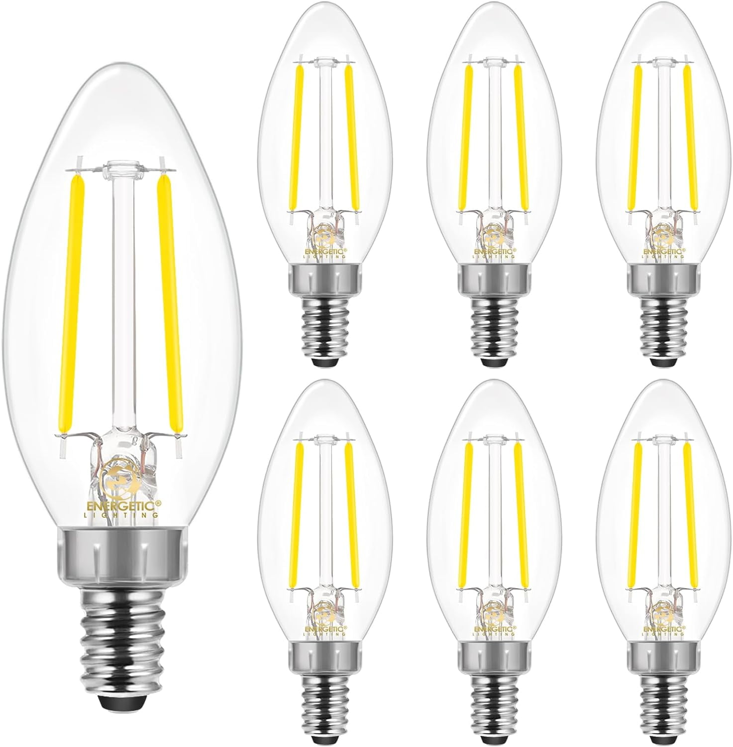 ZhenheEnergetic E12 B10 Led Classic Candelabra Clear Light Bulb, 40 Watt Equivalent, Daylight ...