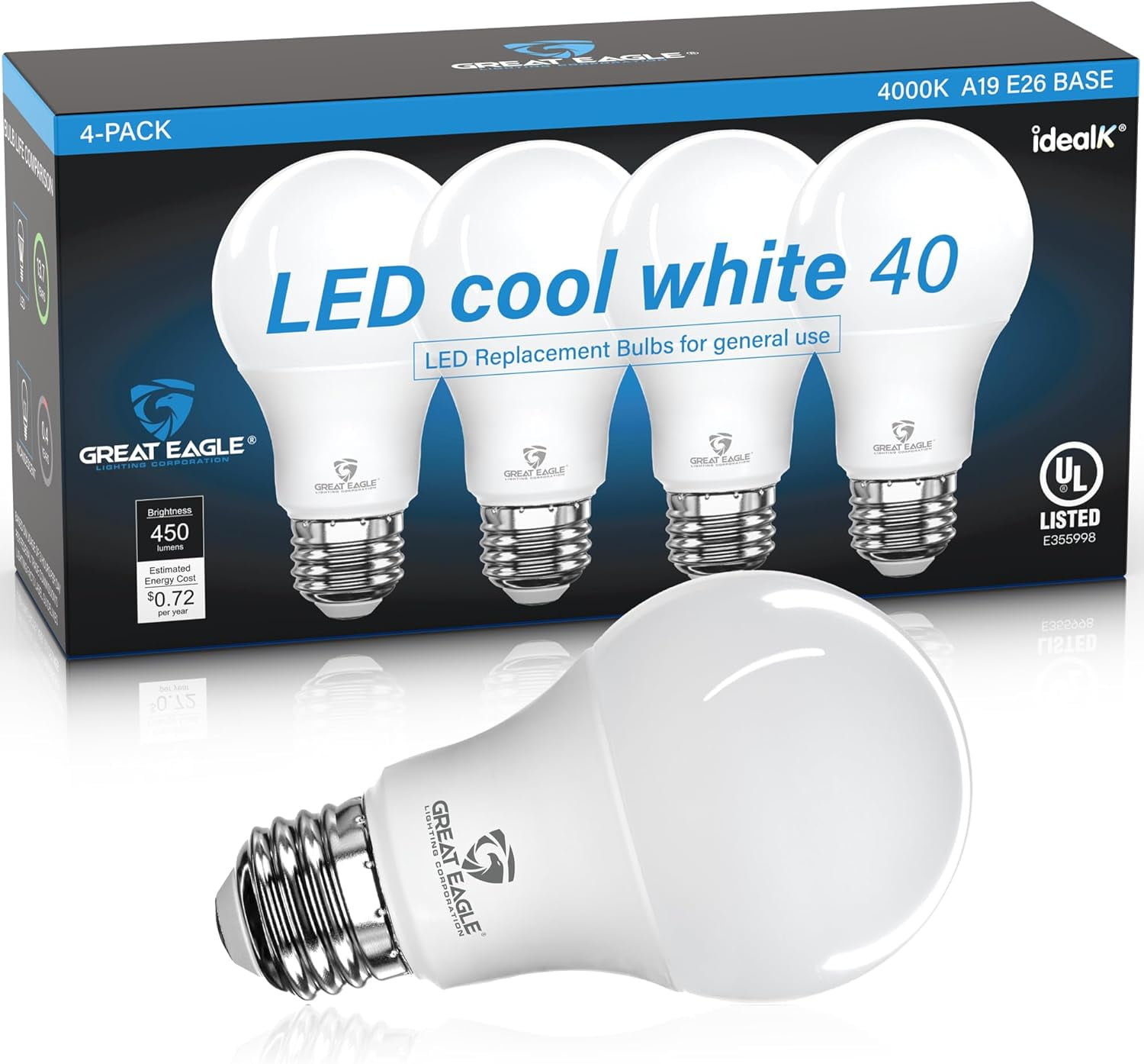 ZhenheGreat Eagle A19 Led Light Bulbs 40 Watt Equivalent - Ul Listed ...