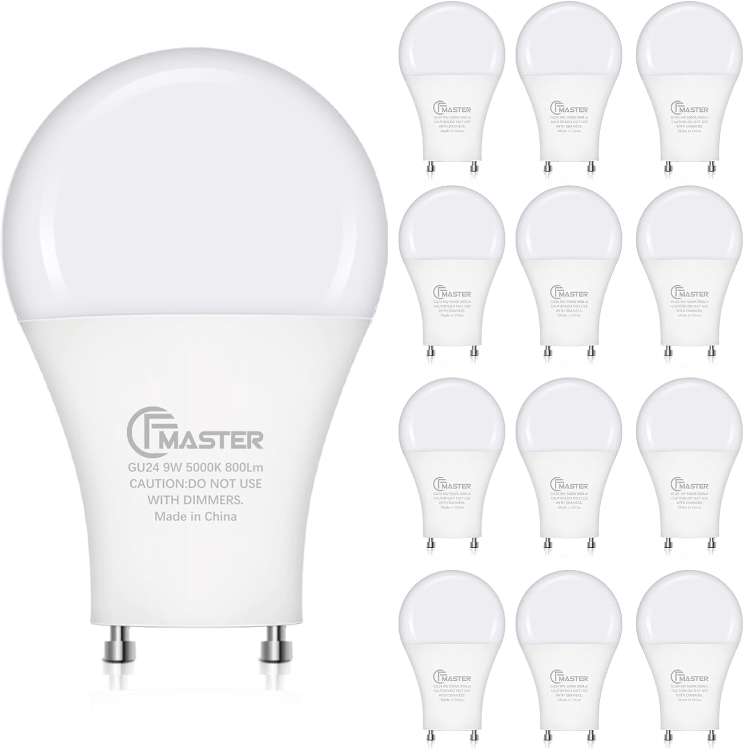 ZhenheGu24 Led Light Bulb, 5000K Daylight, 9W(100W Equivalent), 800 Lumens, A19 Shape Gu 24 Led ...