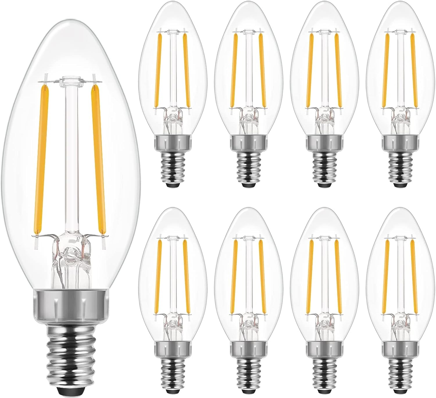 ZhenheLed B10 Candelabra Light Bulbs 60W Equivalent, Soft White 2700K ...