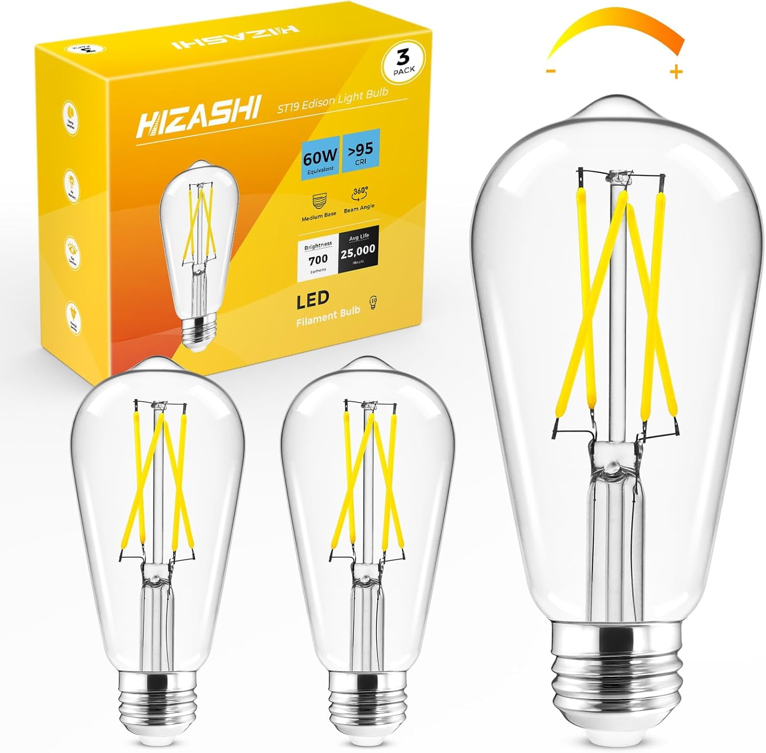 ZhenheLed Edison Bulbs, 6W, Equivalent 60W, Dimmable E26 Led Bulb ...